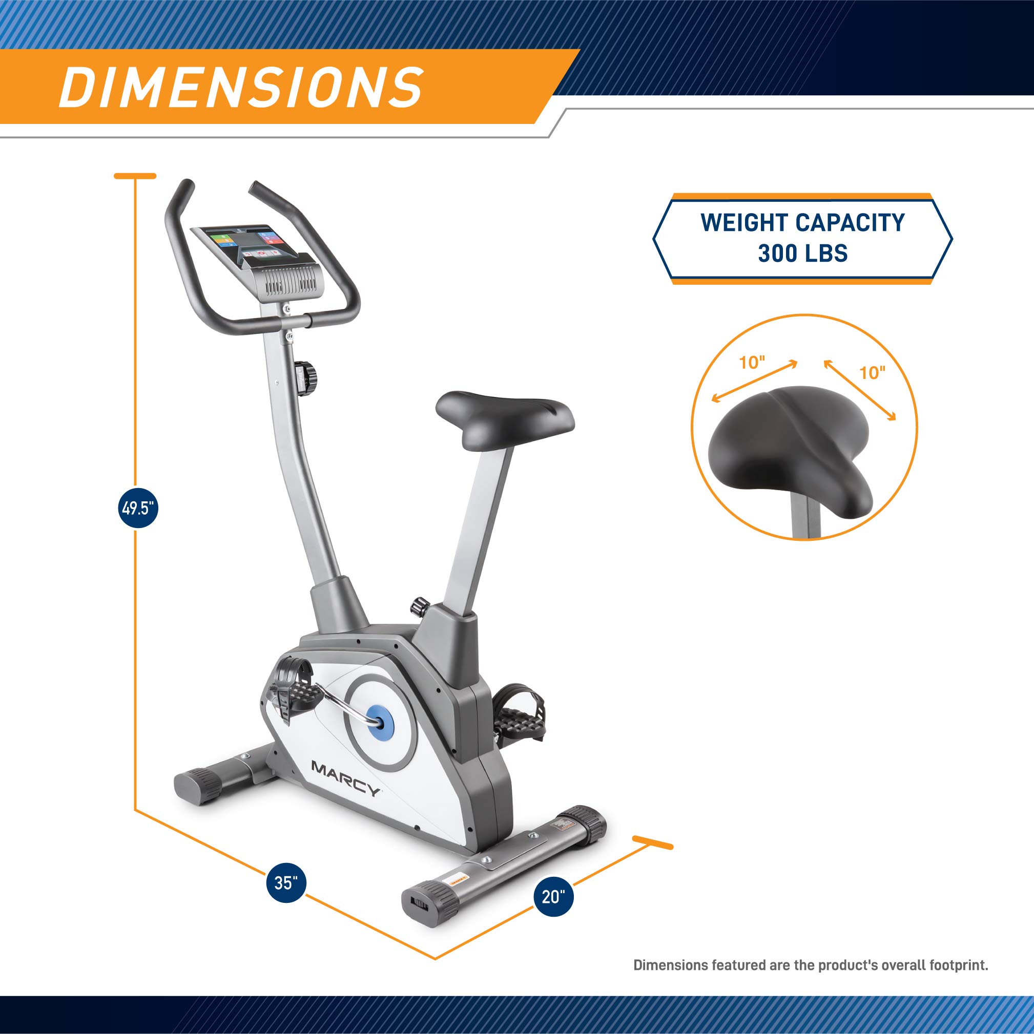 Marcy Magnetic Upright Bike With 8 Levels of Resistance NS-40504U,Grey