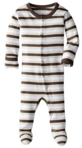 l'ovedbaby unisex-baby organic cotton footed overall, bark stripe, preemie/nb (4-7 lbs)