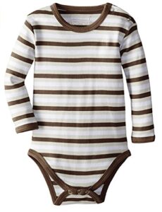 l'ovedbaby unisex-baby newborn organic long-sleeve bodysuit, bark stripe, 6-9 months