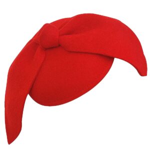 Handmade Wool Felt Women Angel Wings Fascinator Hat Cocktail Party Show A194 (Red)