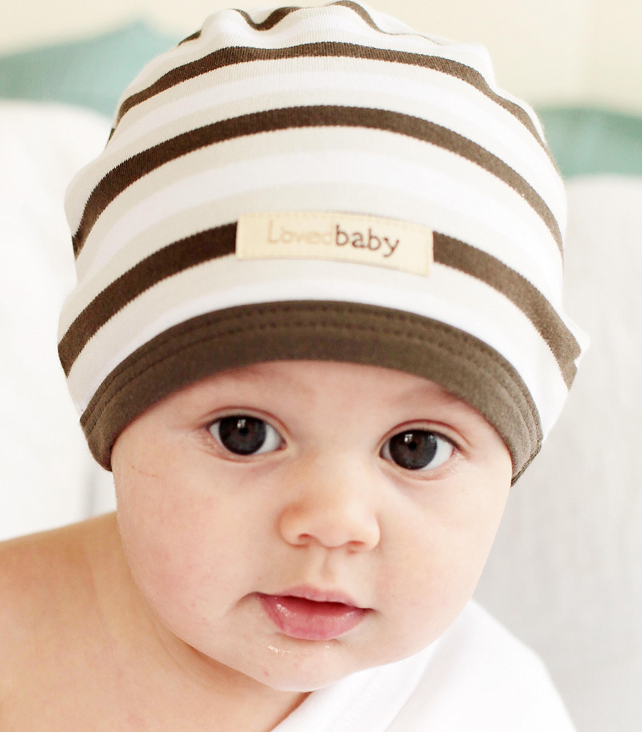 L'ovedbaby Unisex-Baby Organic Cute Cap, Bark Stripe, Newborn (up to 7 lbs.),