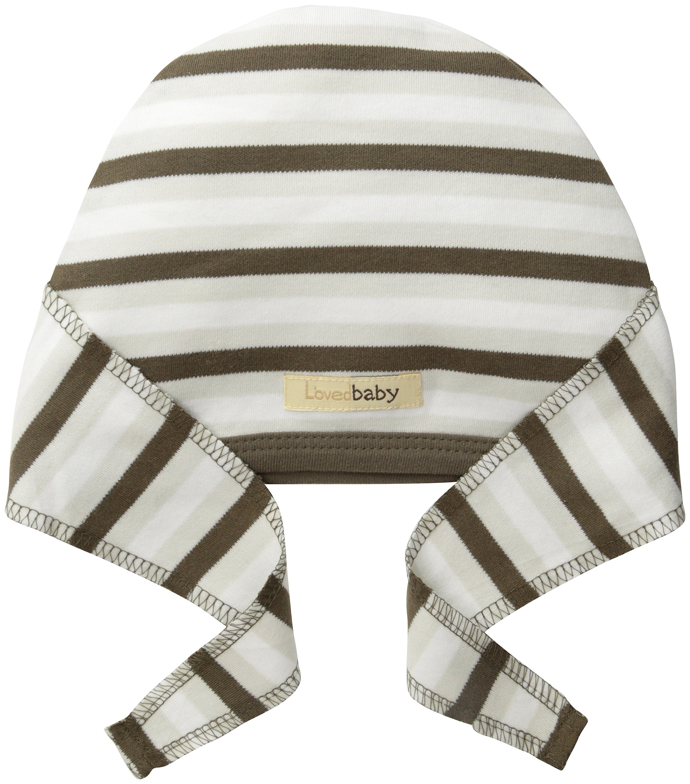 L'ovedbaby Unisex-Baby Newborn Organic Tie-Back Cute Cap, Bark Stripe, 12-24 Months