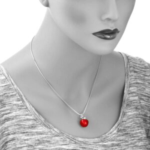 PammyJ Candy Red Apple Silvertone Pendant Necklace, 17.5"