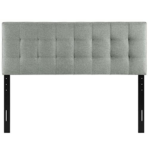 Modway Lily Tufted Linen Fabric Upholstered Full Headboard in Gray