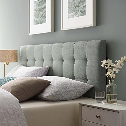 Modway Lily Tufted Linen Fabric Upholstered Full Headboard in Gray