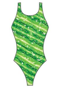 speedo women's twinkly drop back performance one piece swimsuit, green, 30