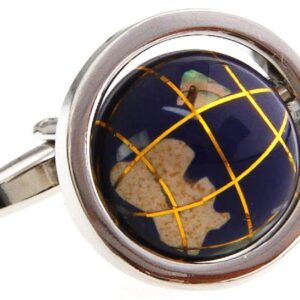 MRCUFF Globe Map Earth Really Spins Pair Cufflinks in a Presentation Gift Box & Polishing Cloth