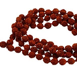 Mandala Crafts Rudraksha Mala 108 Beads - Rudraksha Beads - Nepal Knotted Rudraksha Seed Japa Mala Tibetan Prayer Beads for Rudraksha Necklace Men Women Meditation Yoga Red Tassel