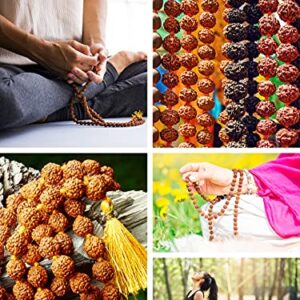 Mandala Crafts Rudraksha Mala 108 Beads - Rudraksha Beads - Nepal Knotted Rudraksha Seed Japa Mala Tibetan Prayer Beads for Rudraksha Necklace Men Women Meditation Yoga Red Tassel