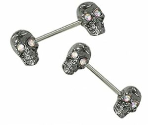 body accentz nipple shield rings barbell barbells sold as a pair 14 gauge skulls [jewelry]