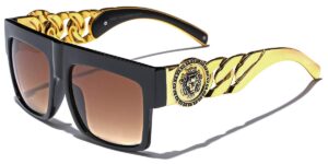 flat top gold chain link hip hop rapper aviator celebrity sunglasses