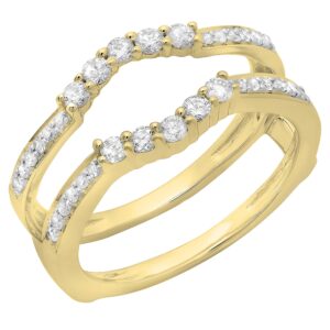 dazzlingrock collection 0.50 carat (cttw) round white diamond chevron enhancer ring for women in 14k yellow gold size 6.5