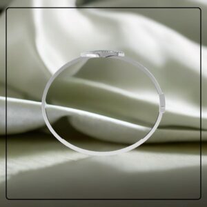 Dazzlingrock Collection 0.06 Carat (ctw) Round Cut White Diamond Ladies Infinity Loop Bangle Bracelet, Sterling Silver