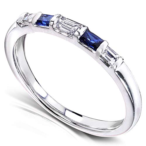 Kobelli Blue Sapphire and Diamond Ring 1/4 Carat (ctw) In 14k White Gold, Size 4