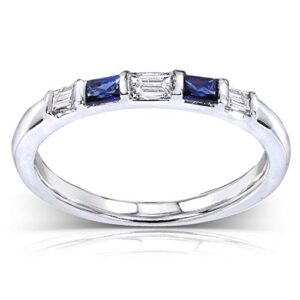 Kobelli Blue Sapphire and Diamond Ring 1/4 Carat (ctw) In 14k White Gold, Size 4