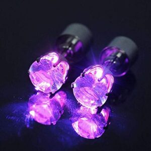 IC ICLOVER LED Earrings, Shiny Glowing LED Lighting Up Stylish Earring Studs Crown Shap Ear Drop Stud, Valentine's Day New Year Wedding Rave Dance Party Decoration Gifts for Women Men Boy Girls-Purple