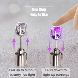 IC ICLOVER LED Earrings, Shiny Glowing LED Lighting Up Stylish Earring Studs Crown Shap Ear Drop Stud, Valentine's Day New Year Wedding Rave Dance Party Decoration Gifts for Women Men Boy Girls-Purple