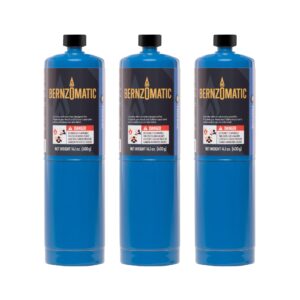 bernzomatic standard propane fuel cylinder - pack of 3 | 14.1 oz. propane hand torch cylinder | portable and convenient fuel source | durable steel construction | compatible with digital fuel gauge | high in-air flame temperature of 3,600 degrees fahrenhe