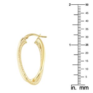 Kooljewelry 10k Yellow Gold High Polish and Diamond-cut Overlapping Oval Hoop Earrings