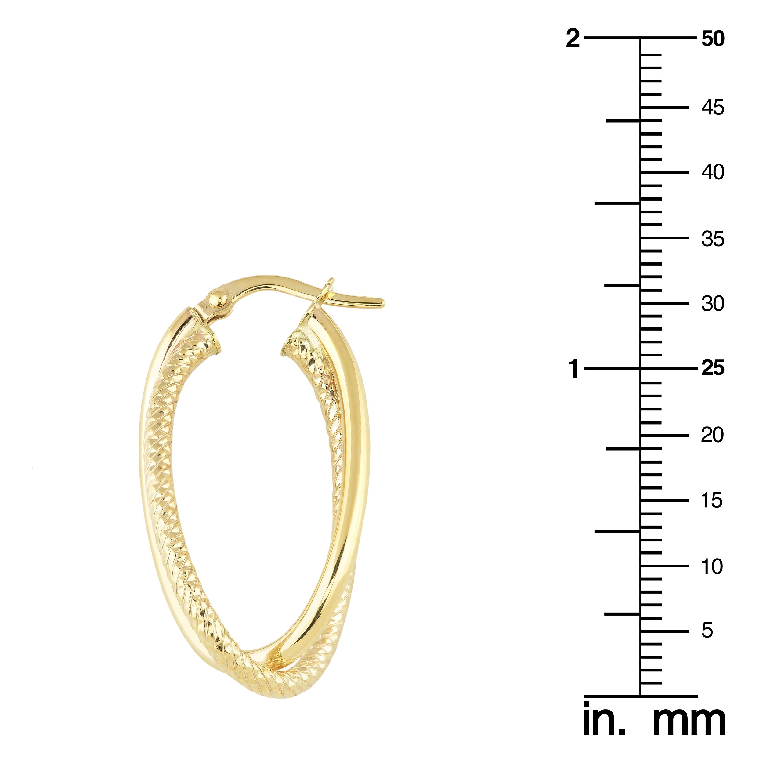 Kooljewelry 10k Yellow Gold High Polish and Diamond-cut Overlapping Oval Hoop Earrings