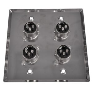 Seismic Audio Speakers 2 Gang Wall Plate With 4 XLR Female Connectors, Stainless Steel Wall Plate