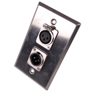 seismic audio speakers dual xlr male and female connectors, stainless steel wall plate