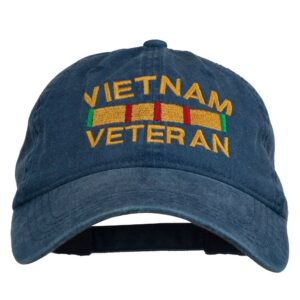 e4hats.com vietnam veteran embroidered pigment dyed brass buckle cap - navy osfm