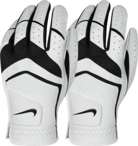 nike men's dura feel golf glove (2-pack) (white), medium-large, left hand