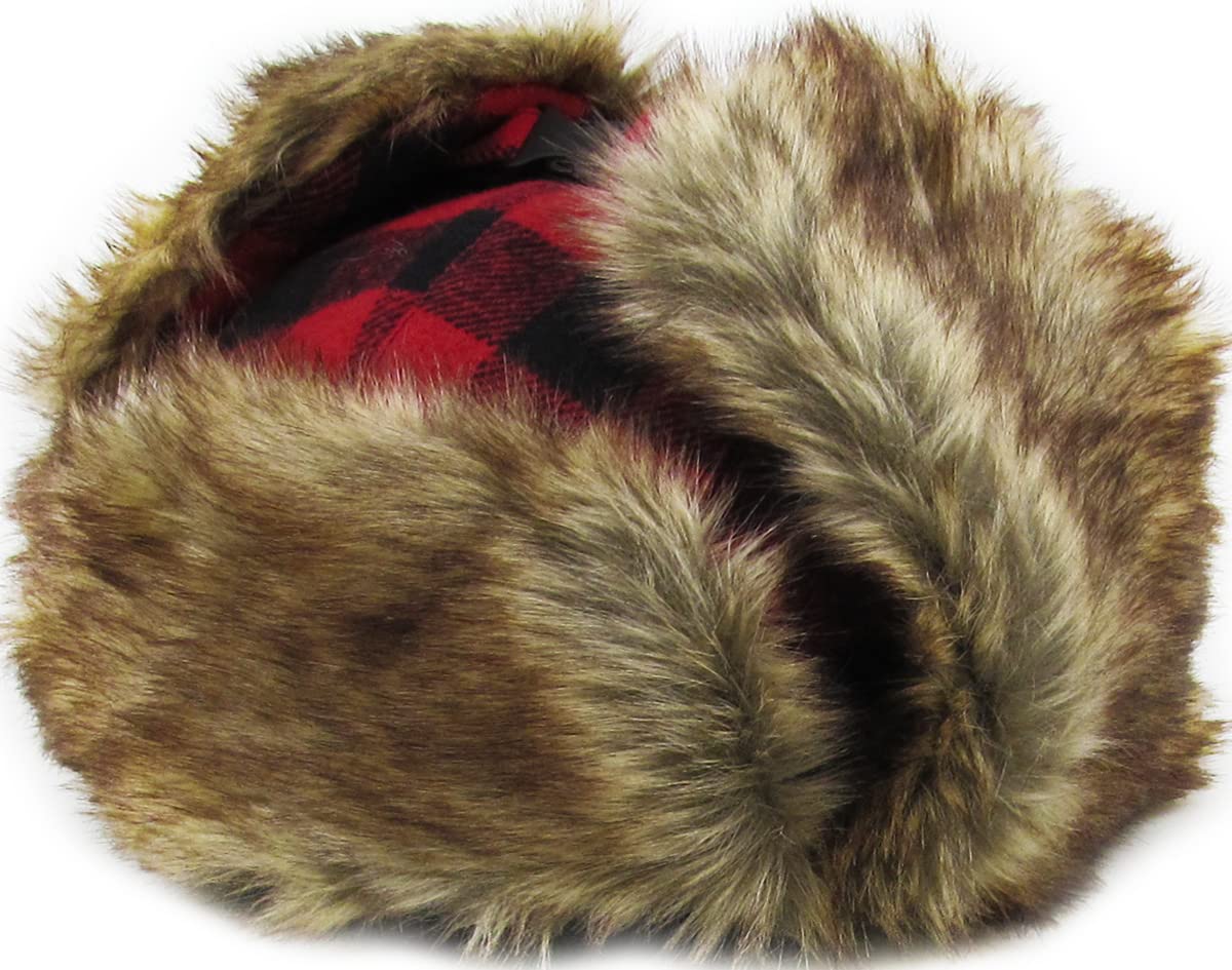 KBW-604 RED-BLK Lumberjack Plaid Aviator Trapper Hat Trooper Ear Flaps Ushanka Eskimo Russian Cold (One Size, Red Black)…