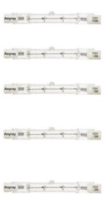 anyray a1826y (5)-pack 100w halogen light bulb 110v 120v 130v t3 j type r7s 100 watt double ended 78mm or 3-1/8 inch long