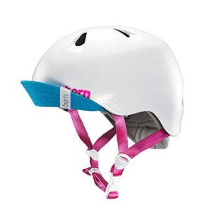 bern nina bike helmet for girls, satin white w/flip visor, s/m