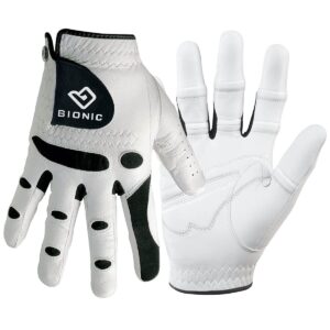 bionic stablegrip with natural fit golf glove - white (medium, right)