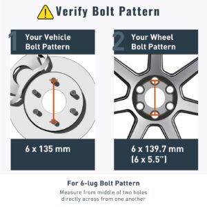 RockTrix 1.5 inch Wheel Adapters 6x135 to 6x5.5 (Changes Bolt Pattern) 87.1mm Bore, 14x2 Studs, Compatible with 2003-2014 Ford Expedition F150 Lincoln Navigator - 6x135 to 6x139.7 Silver Spacers 4pcs