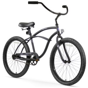 firmstrong urban men's beach cruiser bike, single speed bicycle, 24 inch wheels, matte black