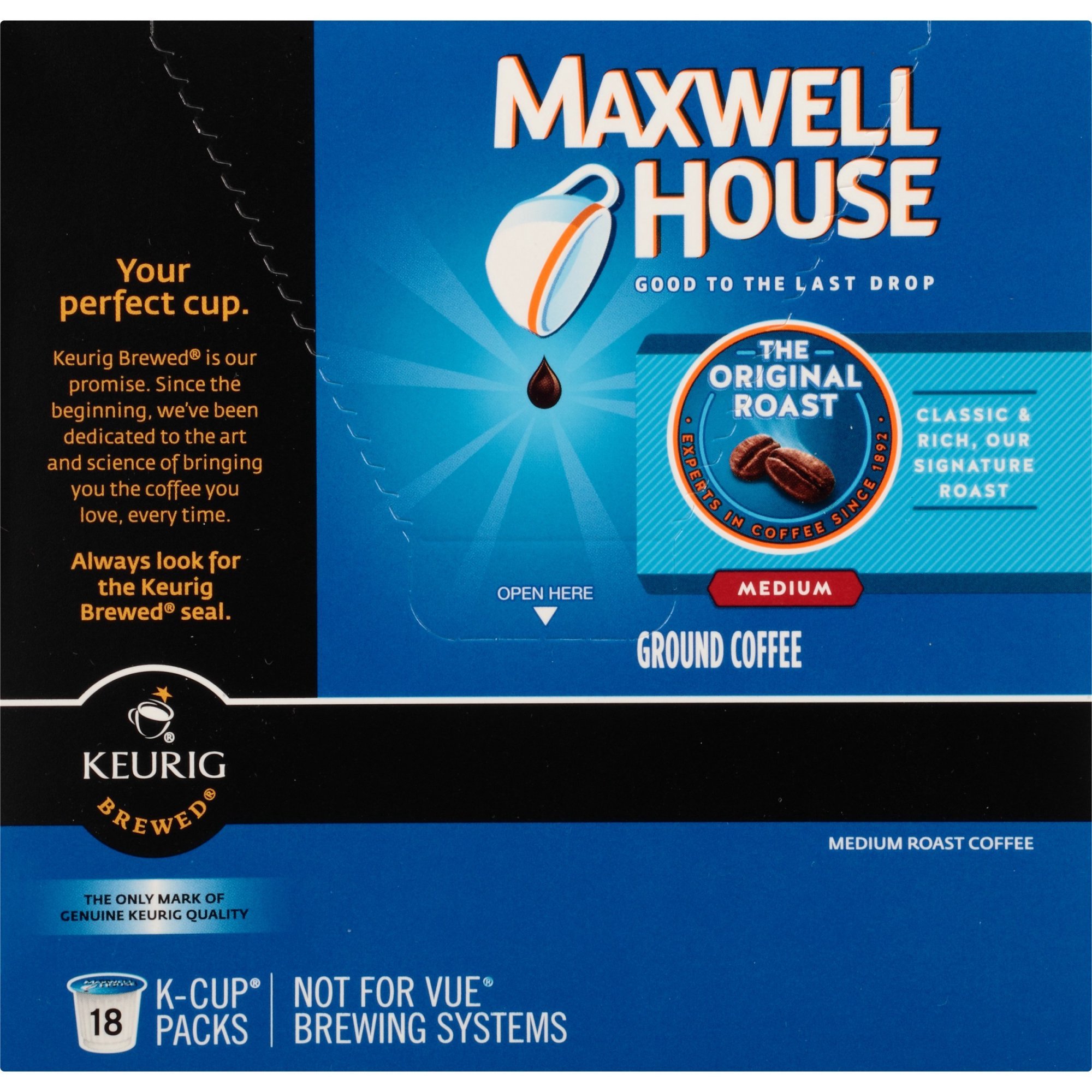 Maxwell House, Original Roast, Medium Roast, K-Cup Single Serve Coffee, 18 Count, 6.2oz Box (Pack of 2)