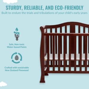 Dream On Me Addison 4-in-1 Convertible Mini Crib in Espresso, Greenguard Gold Certified, Non-Toxic Finishes, Built of New Zealand Pinewood, Comes with 1” Mattress Pad