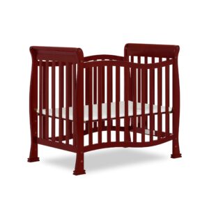 dream on me violet 4-in-1 convertible mini crib in cherry, greenguard gold certified, jpma certified, 3 position mattress height settings, non-toxic finish