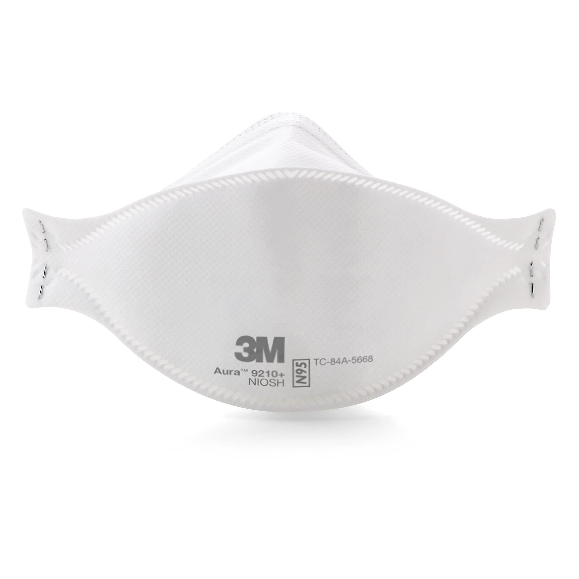 3M Aura Particulate Respirator 9210+, N95, Pack of 240 Disposable Respirators, Convenient Individually Wrapped, Stapled Flat Fold Design, Low Profile Design Reduces Eyewear Fogging, Pack of 12