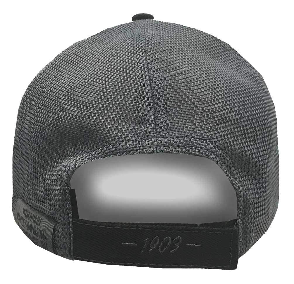 Harley-Davidson Men's Baseball Cap, H-D Bar & Shield Mesh Hat w/Distrssed Bill Black