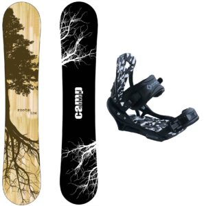 new camp seven roots crc snowboard +apx bindings men's snowboard packages (158 cm wide)