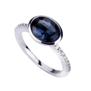 doubleaccent platinum plated sterling silver ring 2 ct oval grey cz stone bezel wedding engagement ring (size 5 to 9), 8