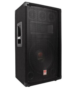 rockville 2 rsg12.4 12 3-way 1000w 4-ohm passive dj speakers+stands+cables+bag