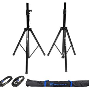 Rockville 2 RSG12.4 12 3-Way 1000w 4-Ohm Passive DJ Speakers+Stands+Cables+Bag