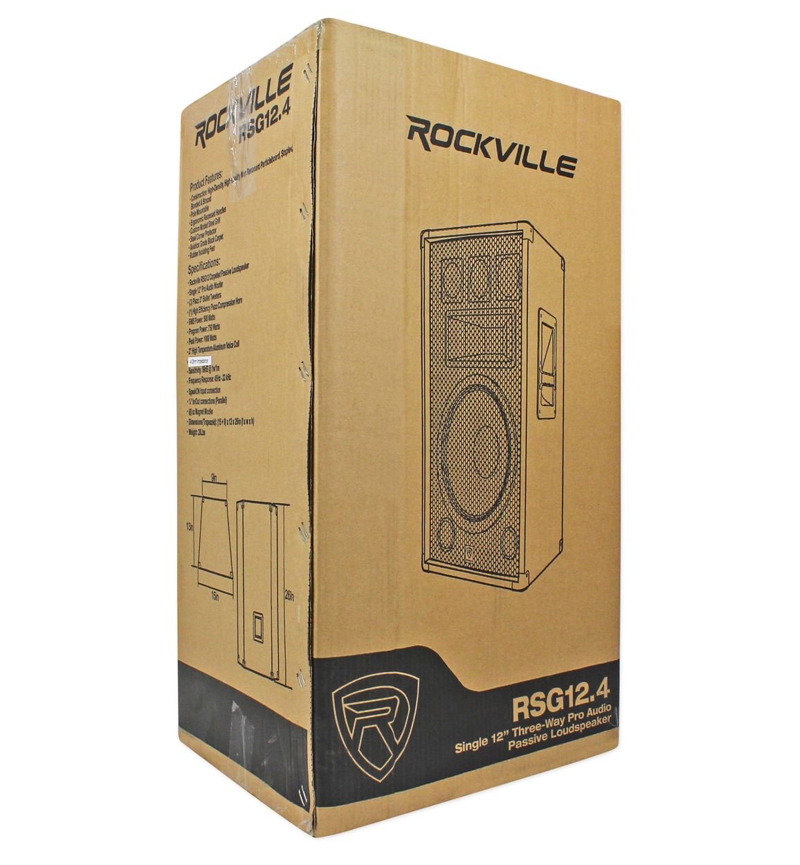 Rockville 2 RSG12.4 12 3-Way 1000w 4-Ohm Passive DJ Speakers+Stands+Cables+Bag