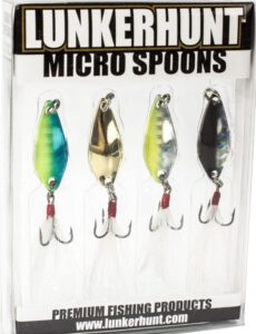 lunkerhunt micro spoon fishing lures (4-pack) | spoon fishing bait saltwater for bass fishing and trout | fishing spoons lures with trebles hooks (feeding)