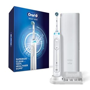 oral-b pro 5000 smartseries power rechargeable electric toothbrush with bluetooth connectivity, white edition