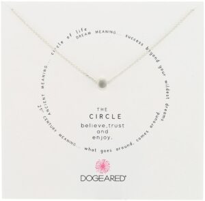 dogeared "circle" sterling silver cirlce charm necklace, 16"+2" extender