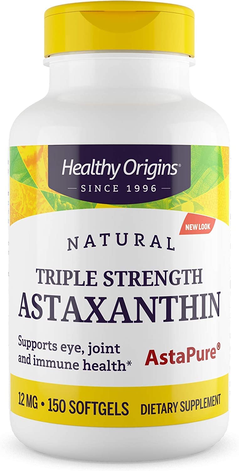 Healthy Origins Triple Strength Astaxanthin (Complex), 12 mg - Supports Heart Health, Immune System & Joint Health - Gluten-Free Supplement - 150 Softgels