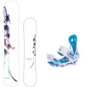 new camp seven dreamcatcher snowboard +mystic bindings women's snowboard package (139 cm)