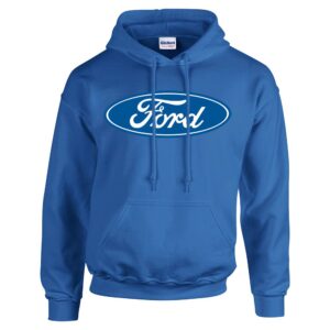 Ford Oval Hooded Sweatshirt Ford Logo Design Hoodie Motor Company Car Enthusiast Pullover Hood Classic Retro-Royal-Medium